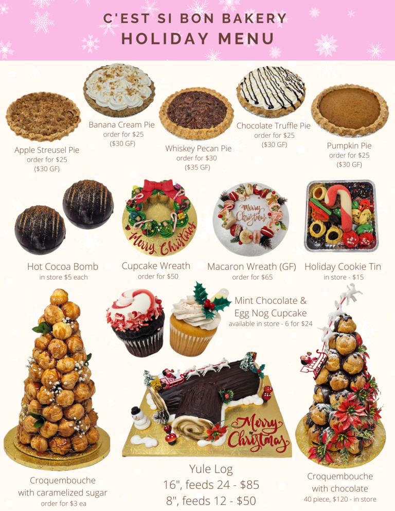 Holiday Order Page - C'est Si Bon Bakery