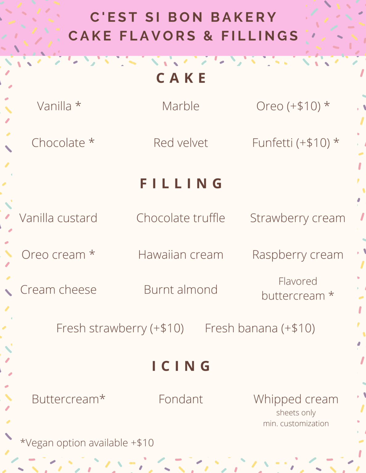 Flavors - C'est Si Bon Bakery